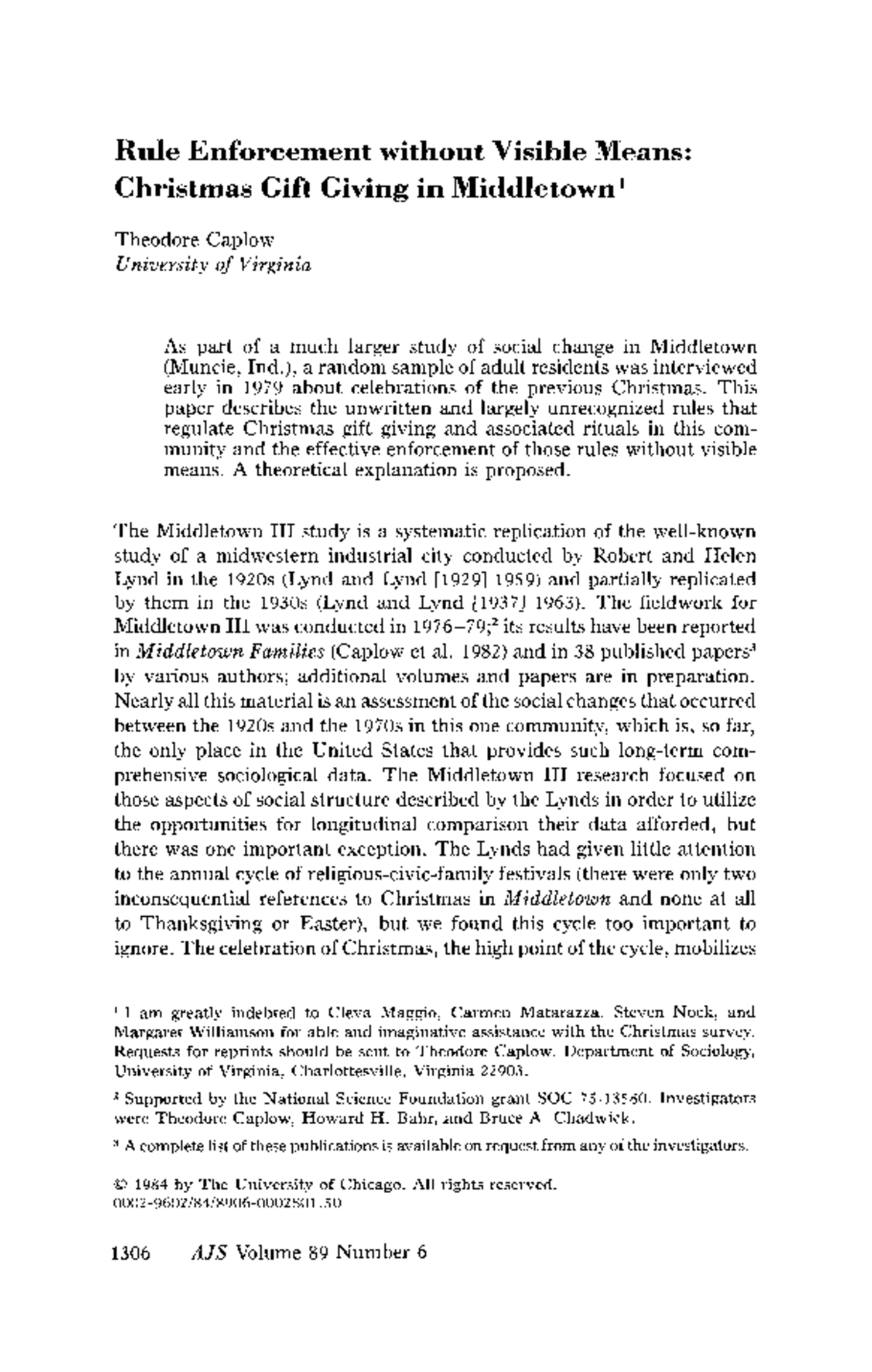 Christmas Gift Giving Rules in Middletown: A Sociological Study (SOC ...
