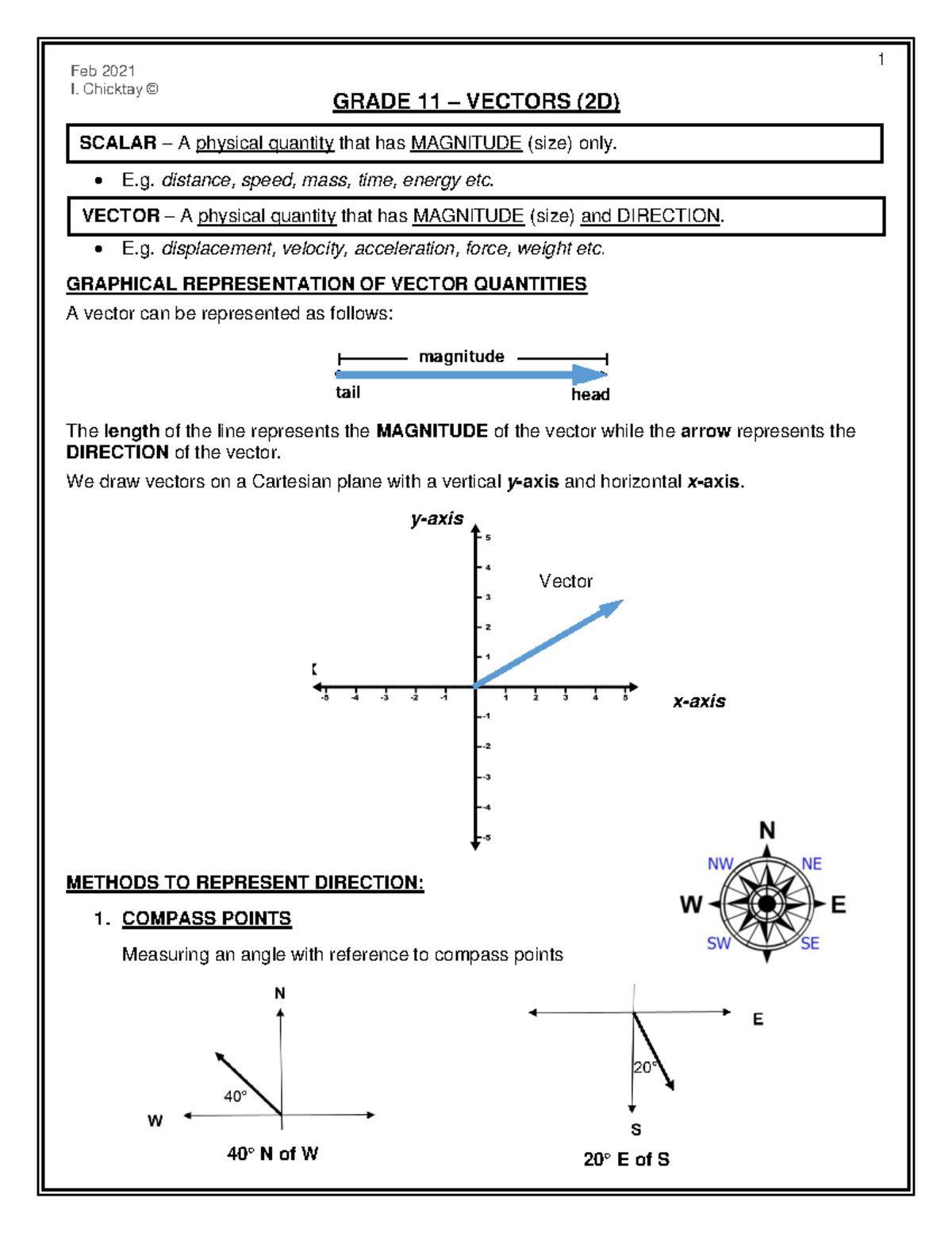 Grade 11 Vectors Notes: Understanding Scalars and Resultants - Studocu