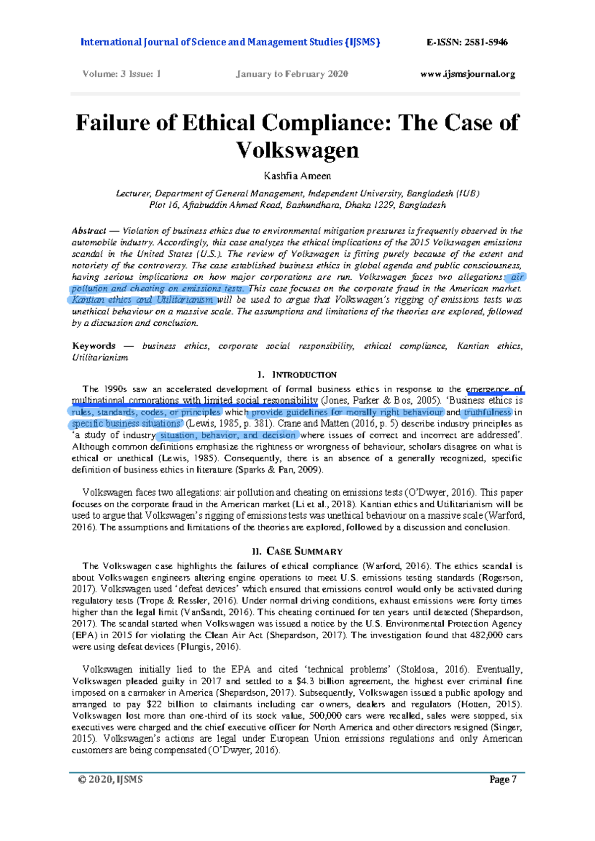Case Study Notes: Ethical Failure in the VW Emissions Scandal - Studocu