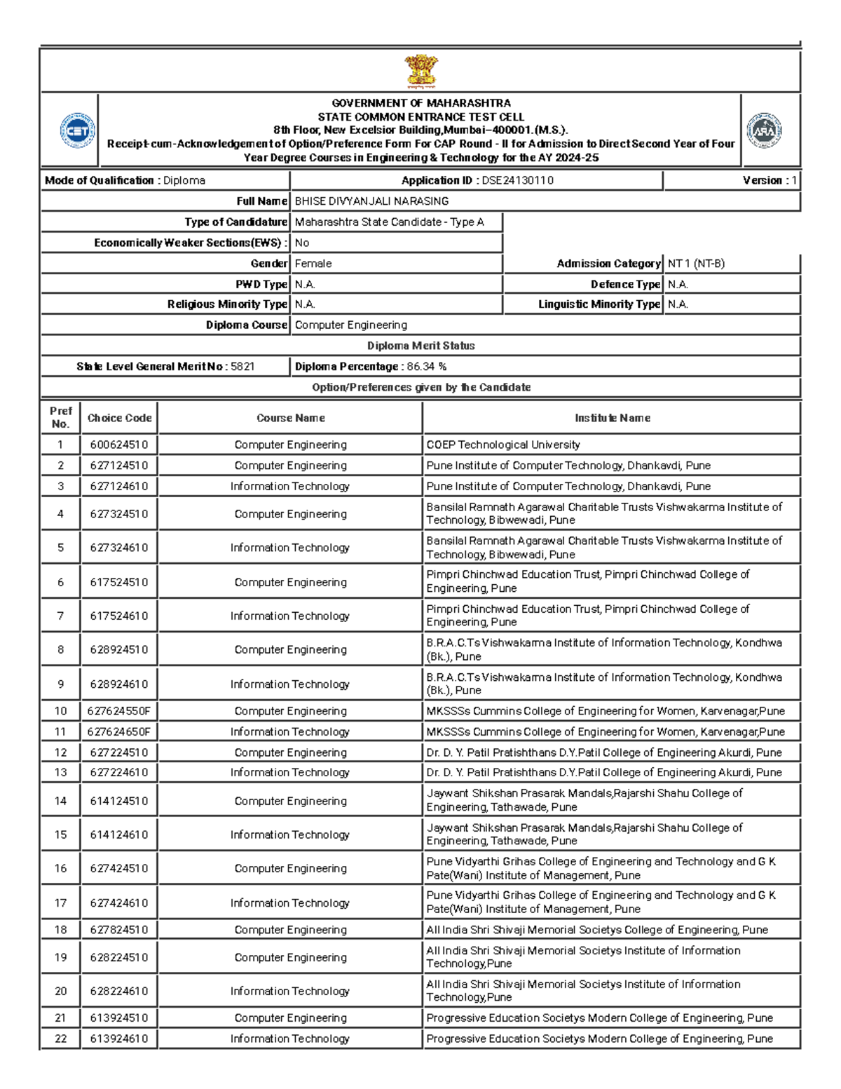 Dse2024.mahacet.org - Cet cell - GOVERNMENT OF MAHARASHTRA STATE COMMON ...
