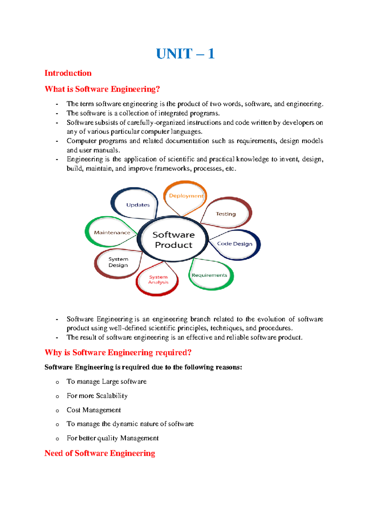 Unit 1 Notes on Software Engineering (SE) - Key Concepts and Principles ...