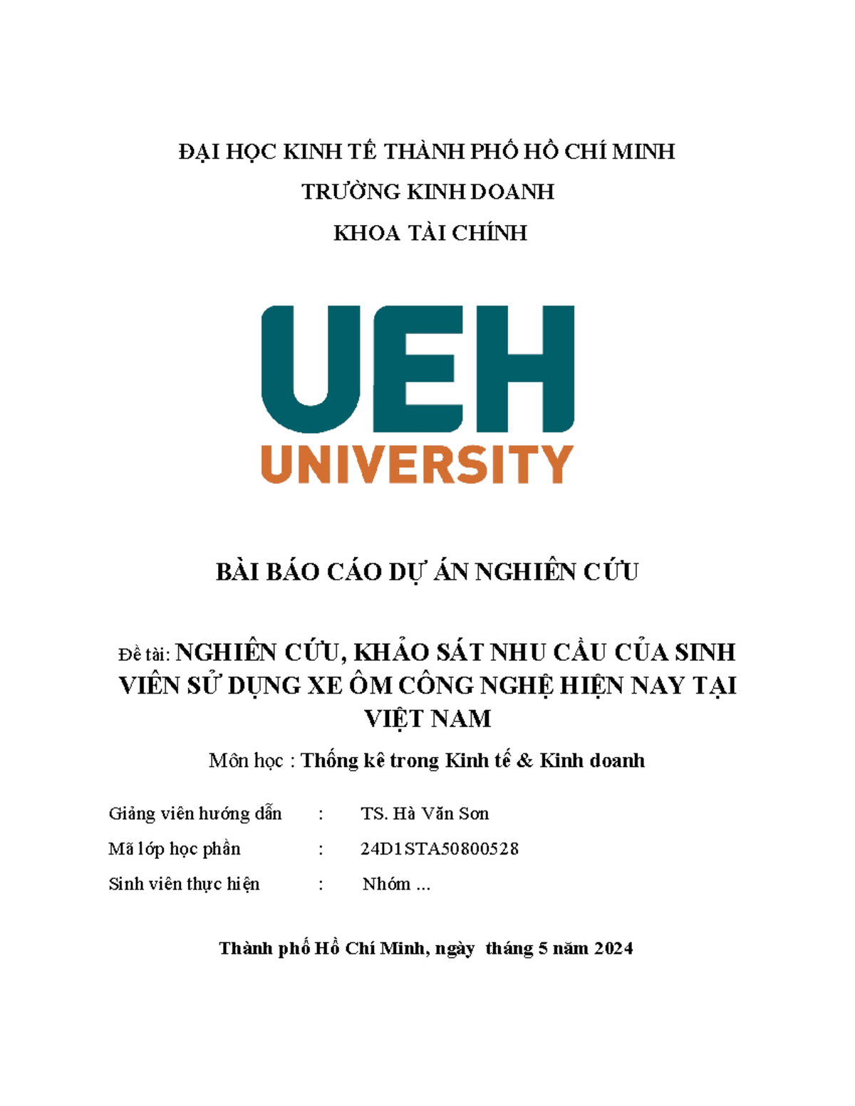 Bìa-tiểu-luận - abc - Bìa tiểu luận UEH - ĐẠI HỌC KINH TẾ THÀNH PHỐ HỒ ...