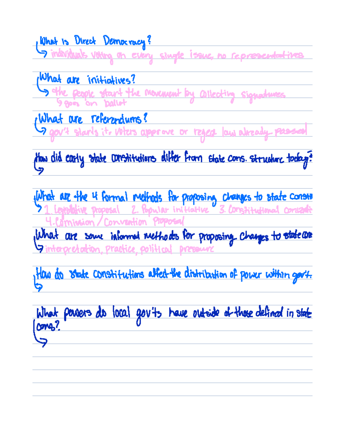 Lecture Notes on Direct Democracy and State Constitutions - Studocu
