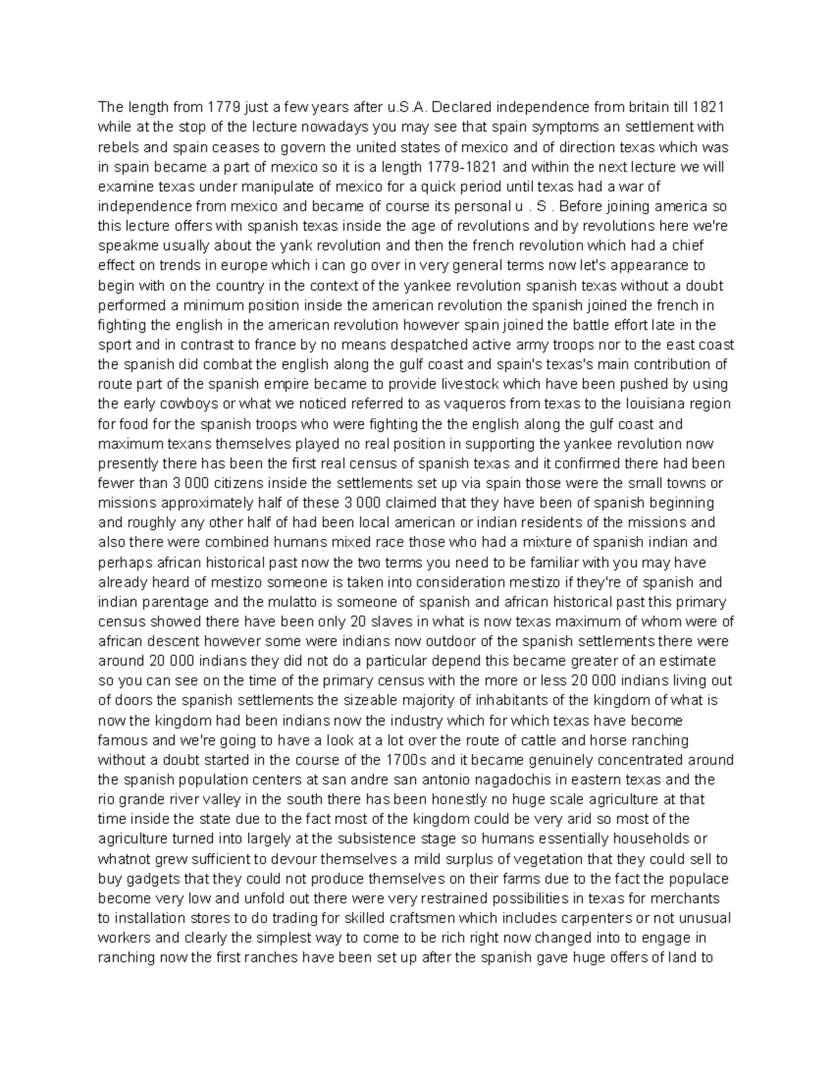 HIST 2301 Spanish Texas: Context of Revolutions, 1779-1821 Overview ...