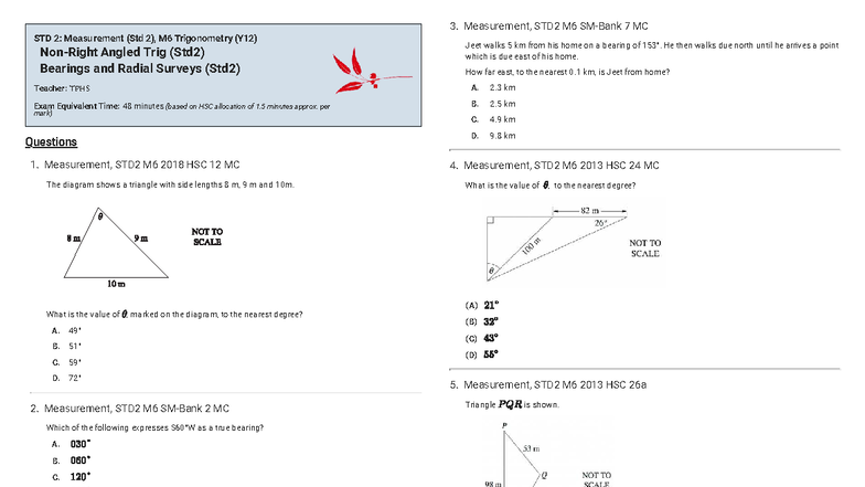 Measurement Practice Questions for STD2 M6 Exam Preparation - Studocu
