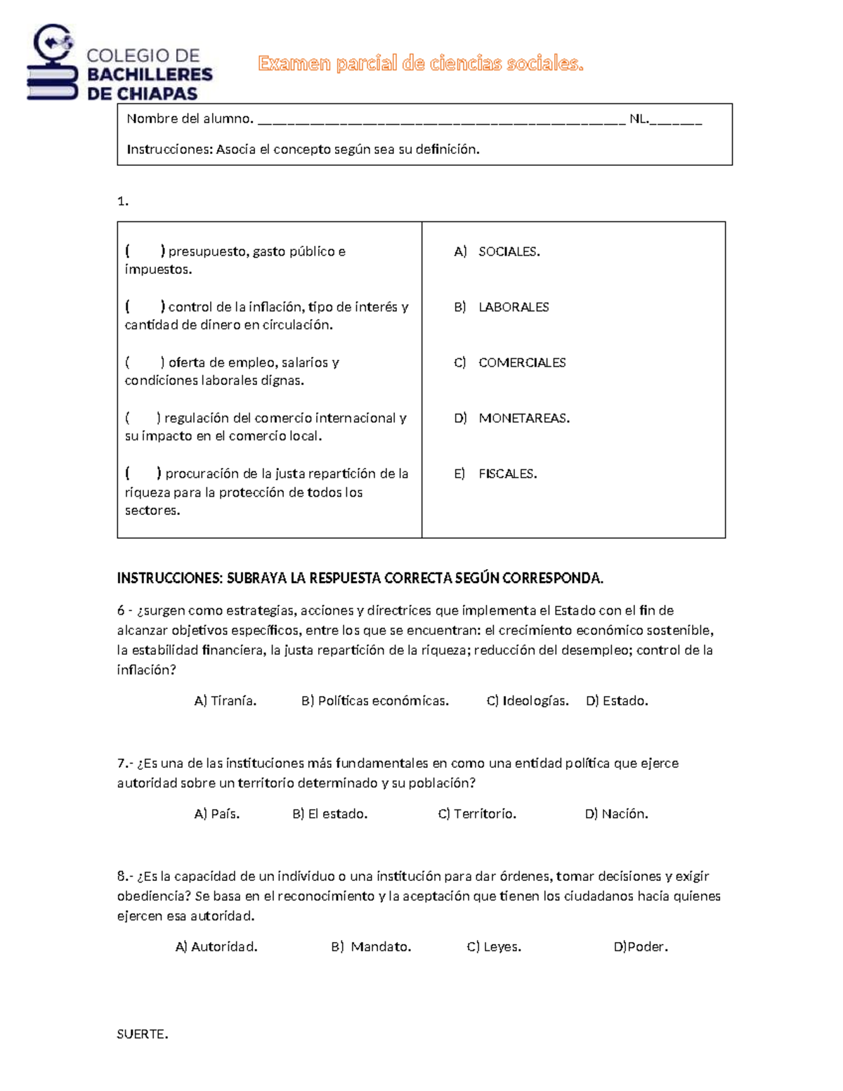 Primer Parcial de Ciencias Sociales III: Examen y Ejercicios - Studocu