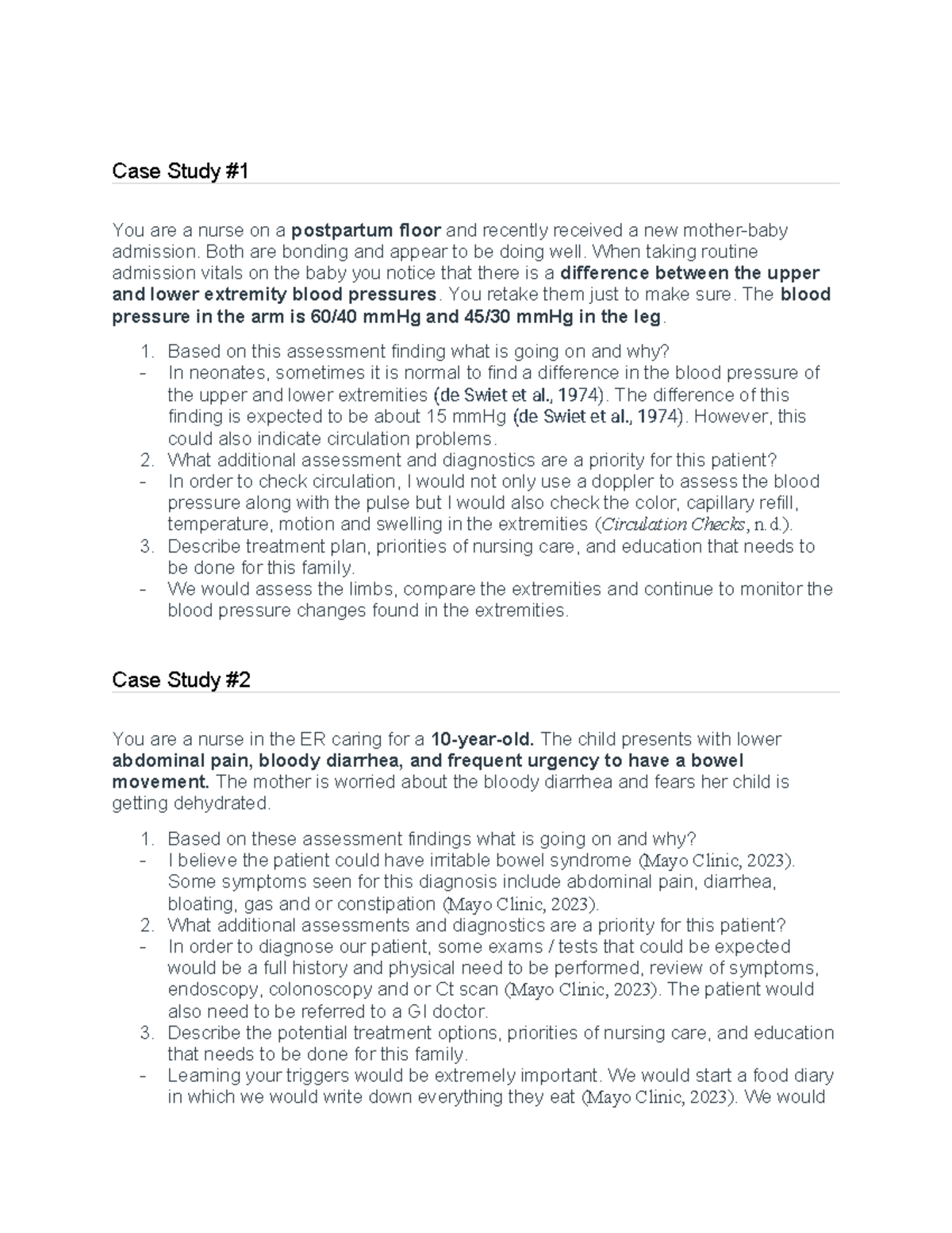 NURS 201 Case Study: Postpartum Blood Pressure & Pediatric GI Issues ...