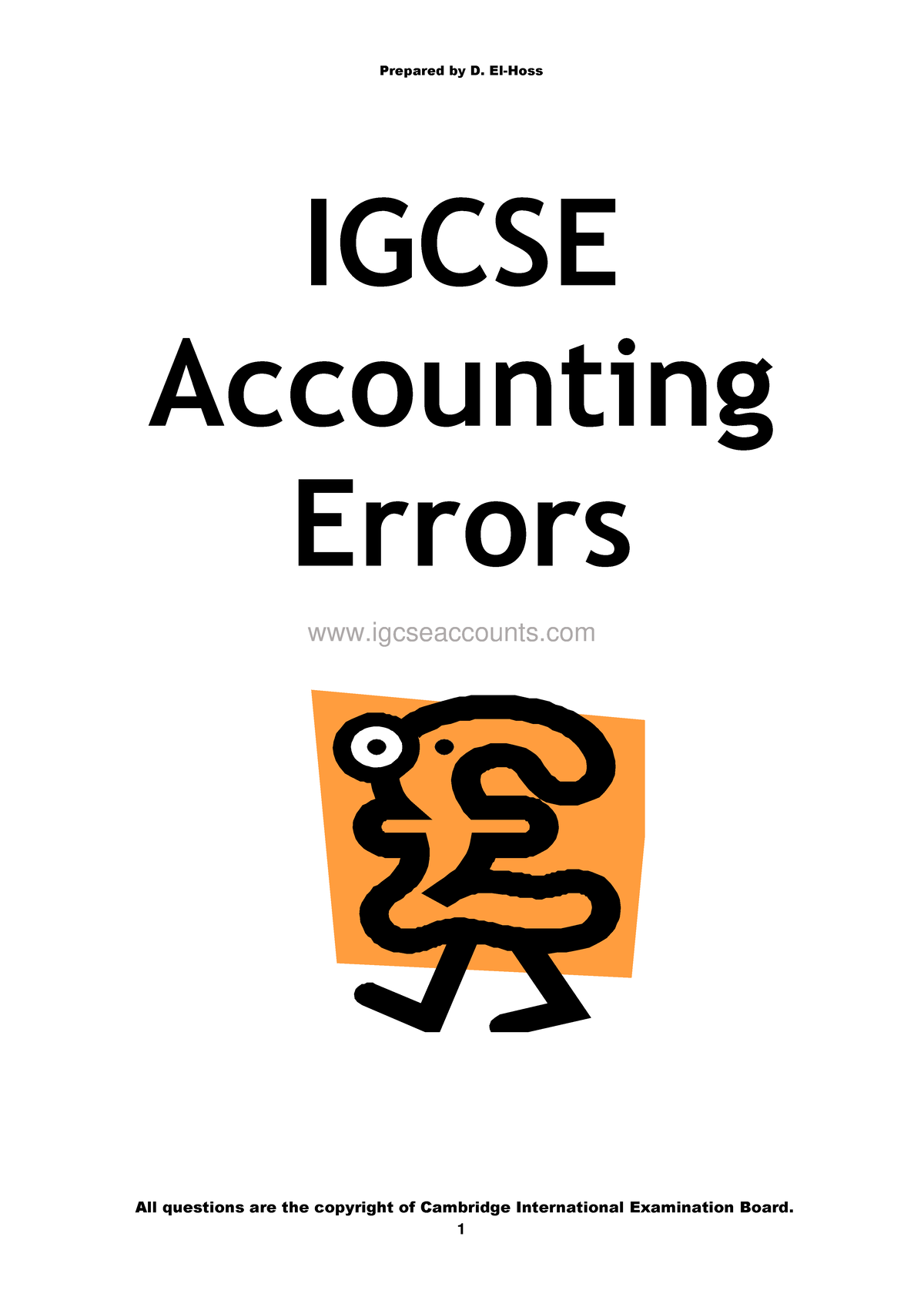 IGCSE Accounting Errors: Questions & Answers Guide - Studocu