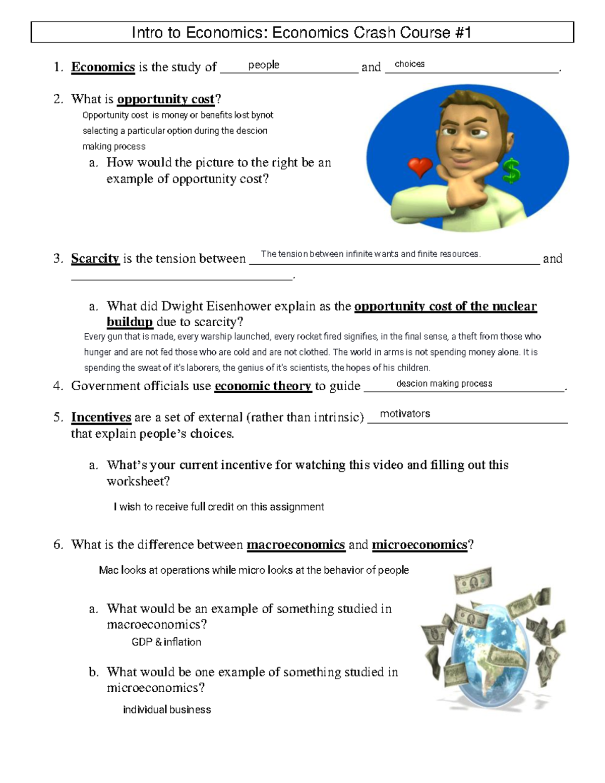 Crash Course Ecn 1: Intro to Economics & Key Concepts Overview - Studocu