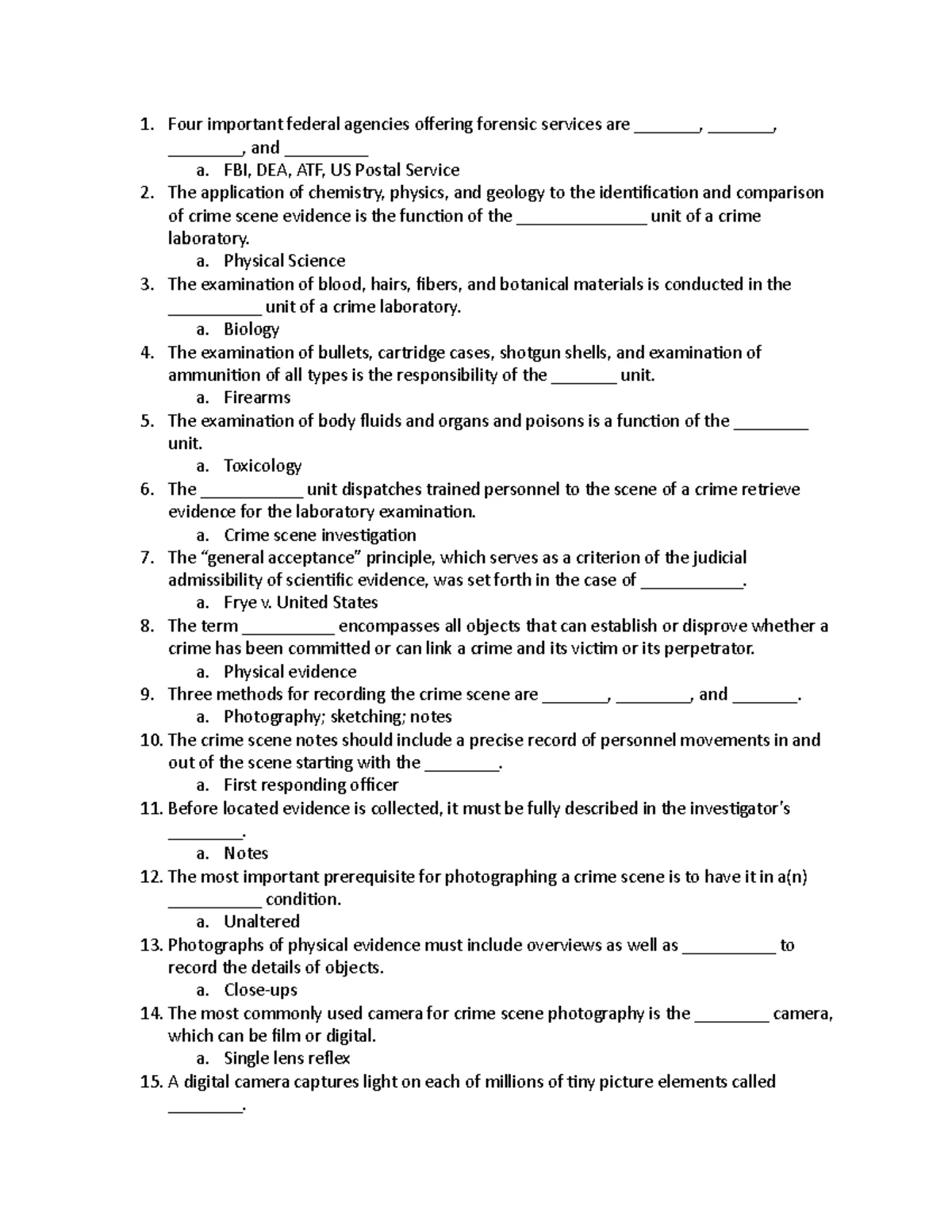 Introduction to Forensic Science (Exam 1 Material) - Introduction to ...