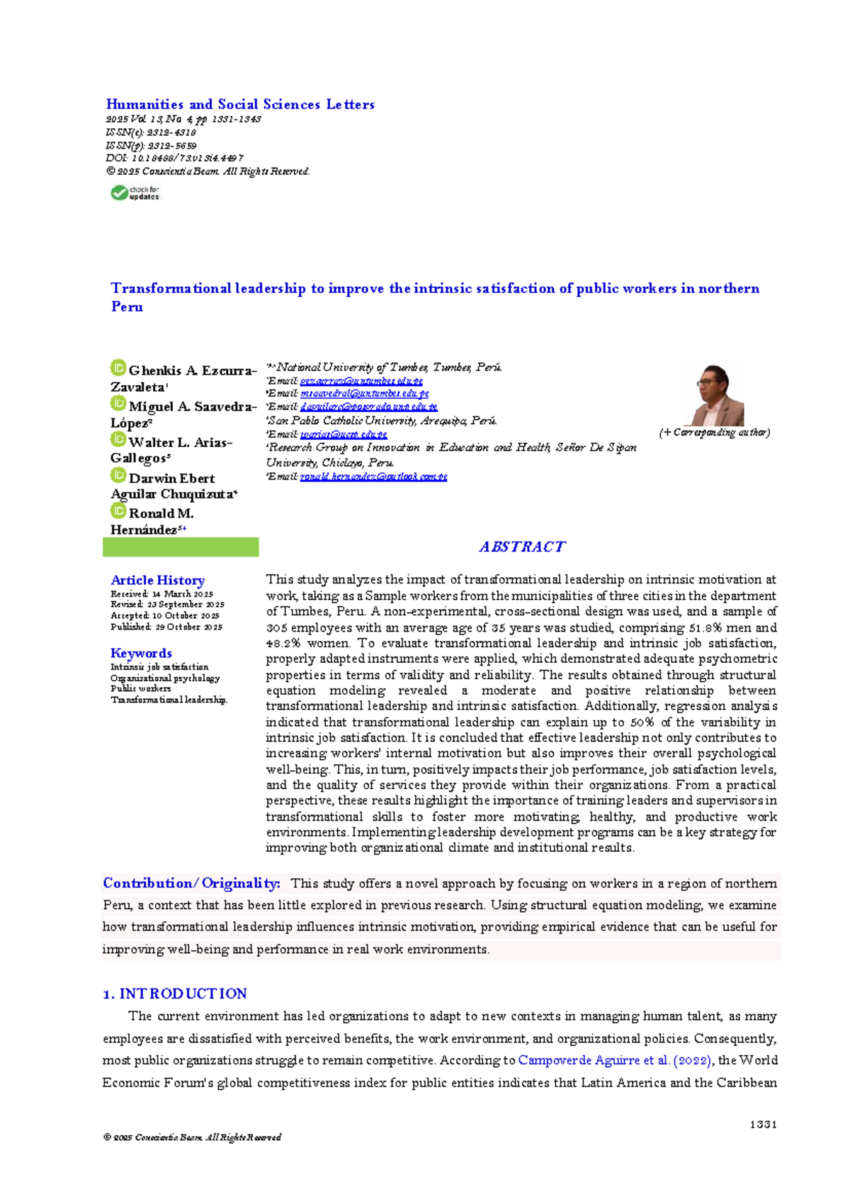 Transformational Leadership and Intrinsic Job Satisfaction in Public ...