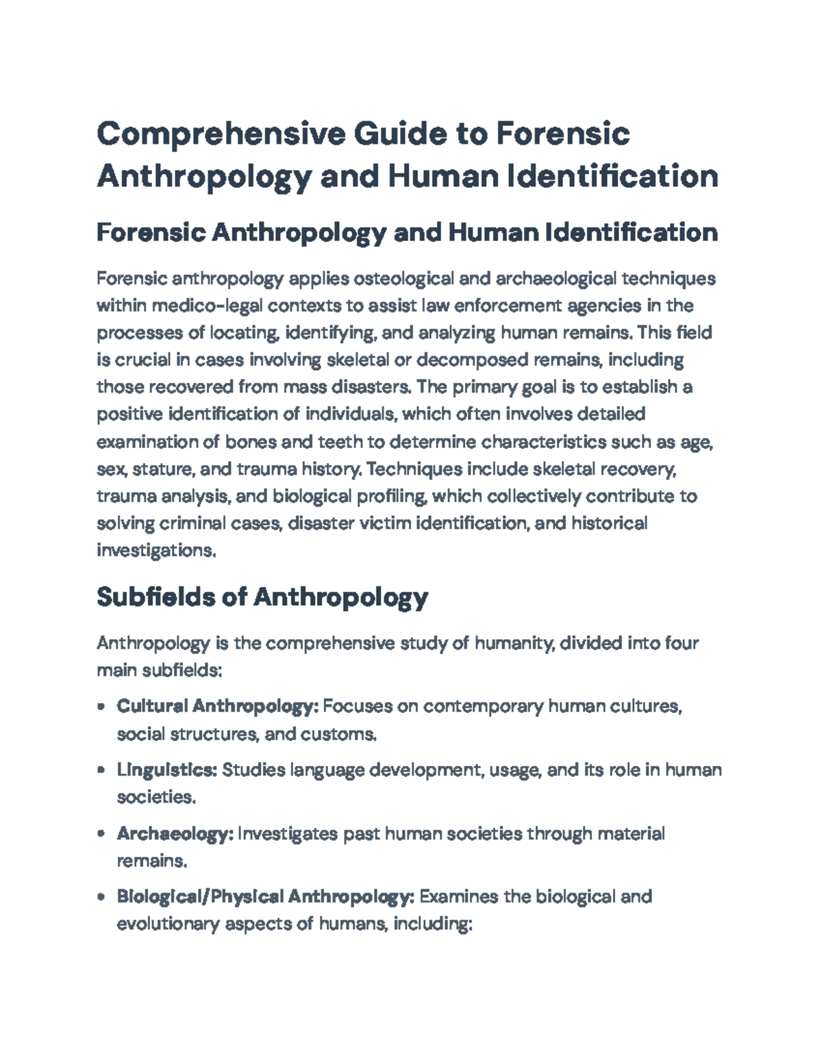 Forensic Anthropology Overview and Human Identification Techniques ...