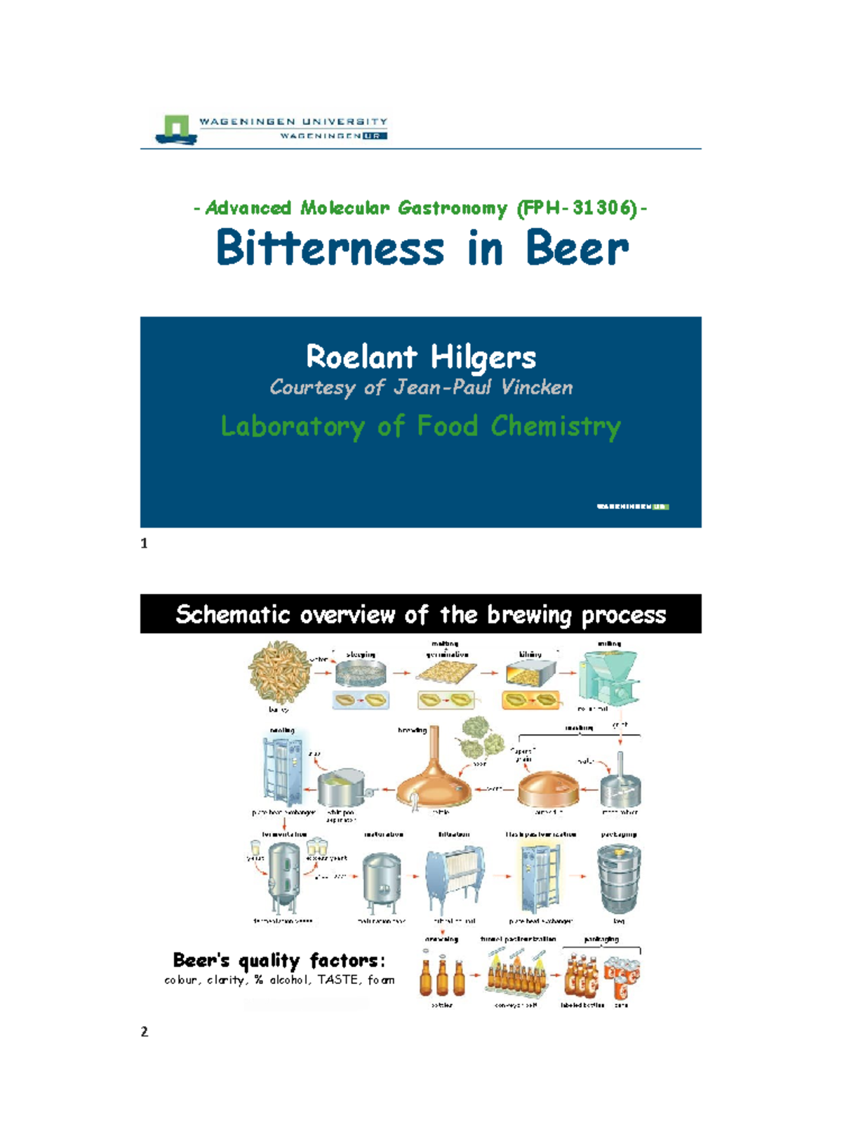 Bitterness in Beer: Insights from Molecular Gastronomy (FPH-31306 ...