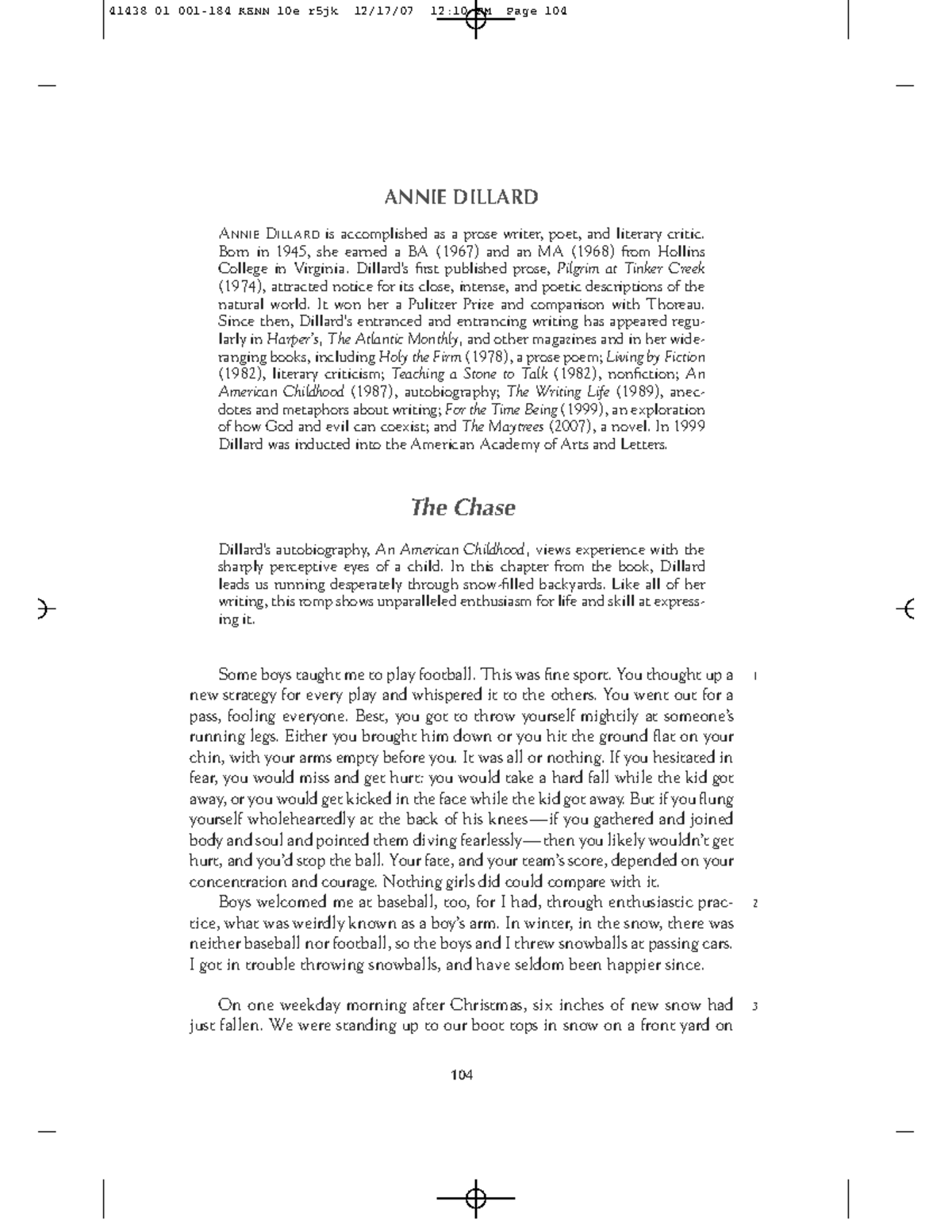 Annie Dillard's "The Chase": Insights on Childhood (Chase 1301) - Studocu