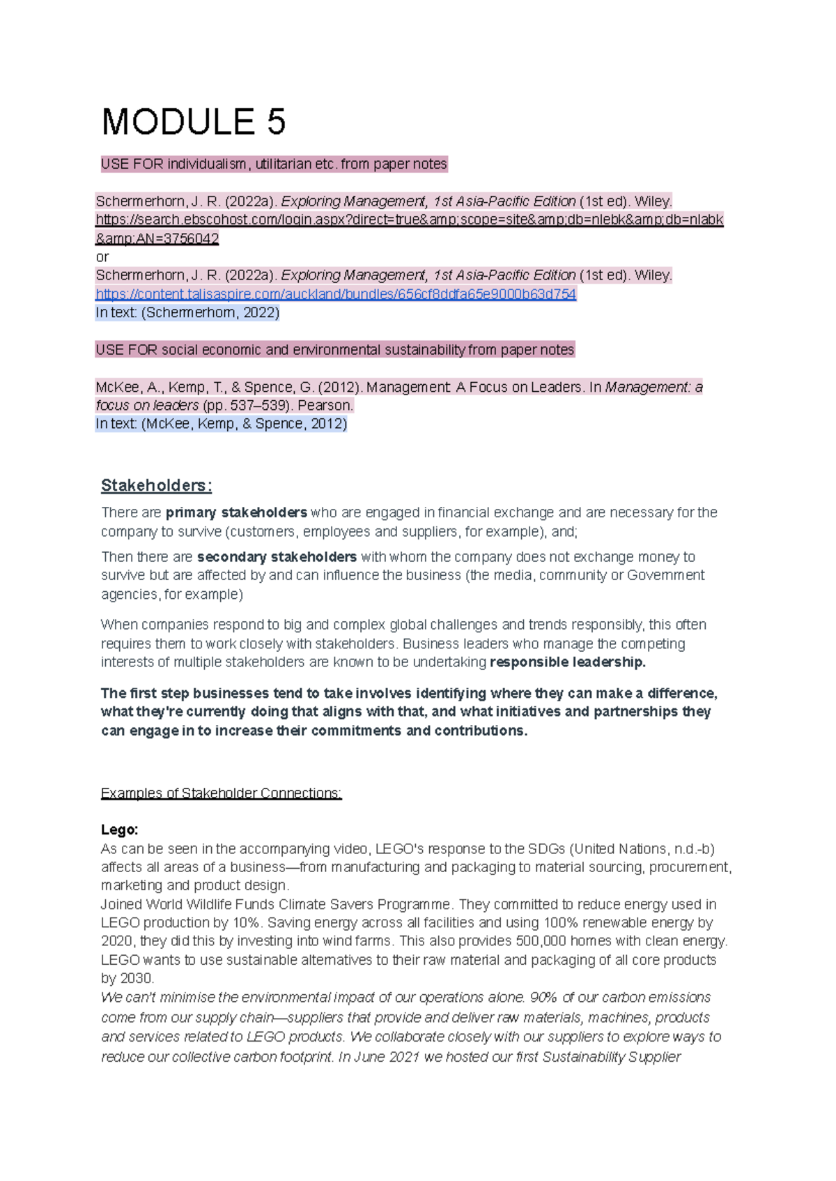 Bus 111 exam notes - MODULE 5 USE FOR individualism, utilitarian etc ...