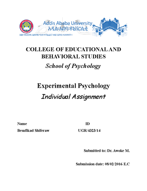 Psychology Short Note (1-6) - Introduction to Psychology Handout ...