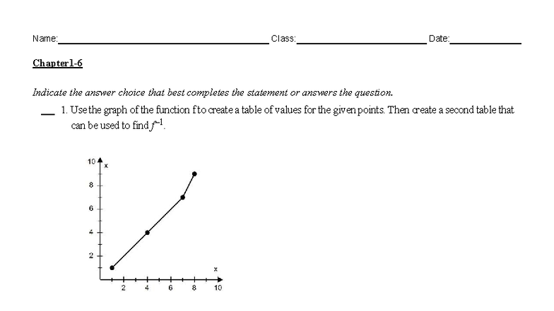 PreCalc 1-6: Inverse Functions and Graphing Techniques - Studocu