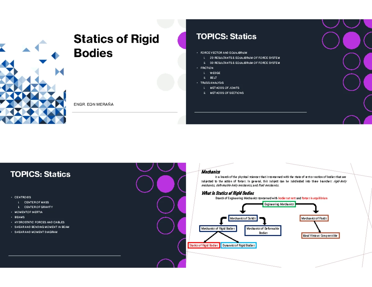 BES 025 Statics of Rigid Bodies Final Exam Review Materials - Studocu