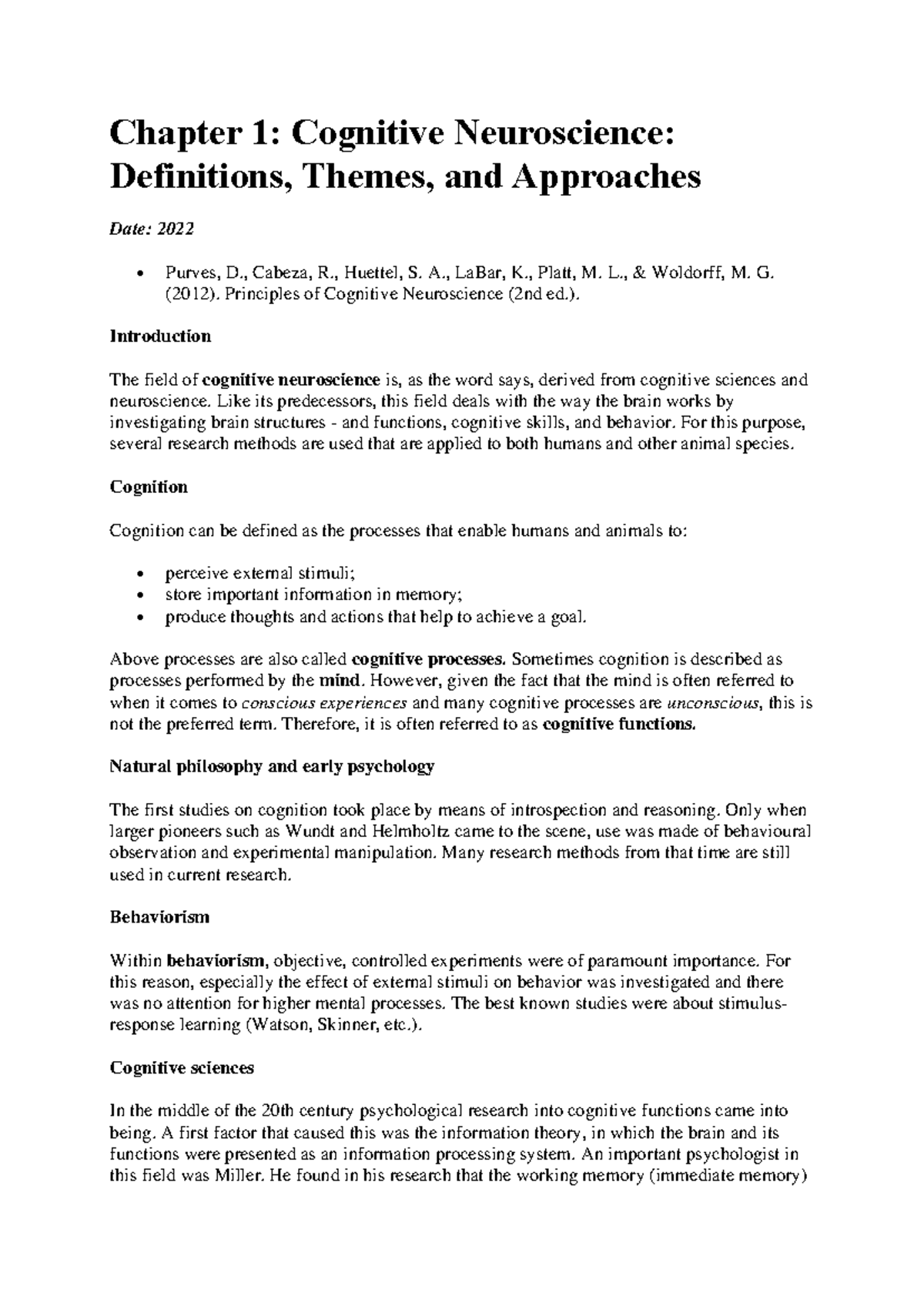 Cognitive Neuroscience Exam 1: Key Themes and Methods Overview ...