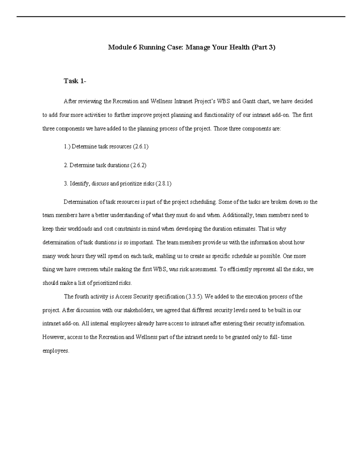 Running Case 6 part 3 - Module 6 Running Case: Manage Your Health (Part 3) Task 1- After ...