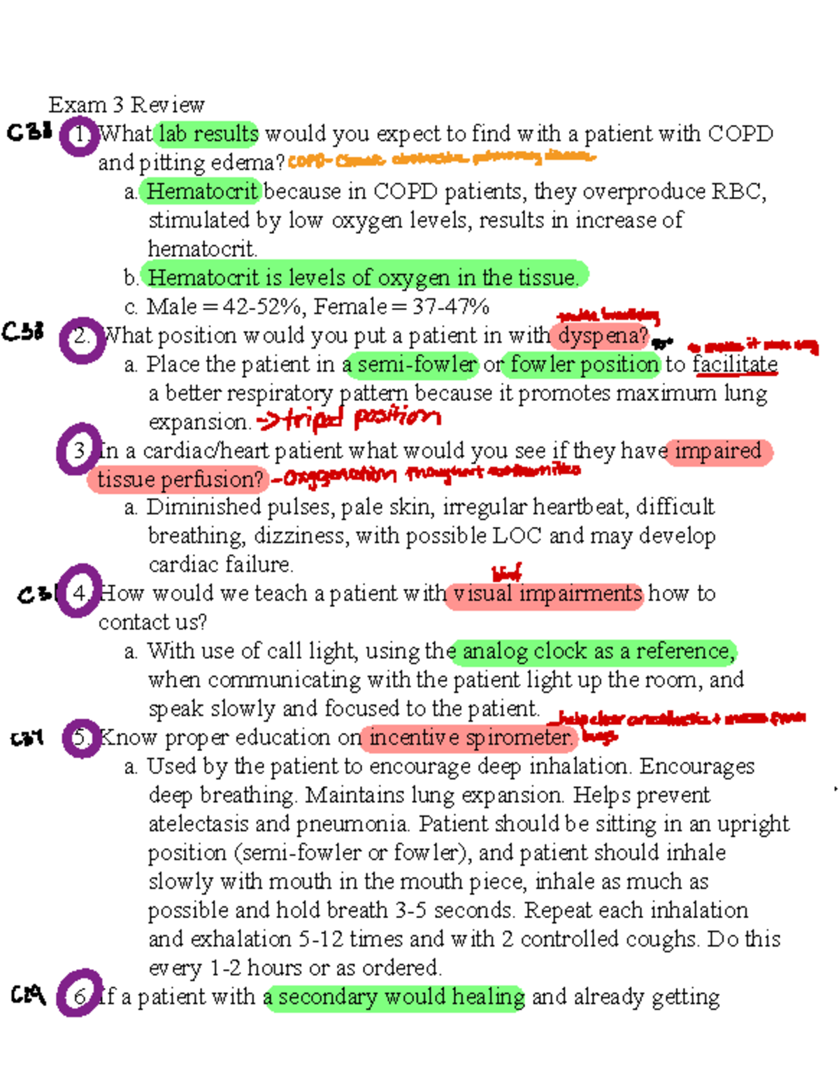 155 Exam 3 Review - COPD, Wound Care, and Patient Education Notes - Studocu