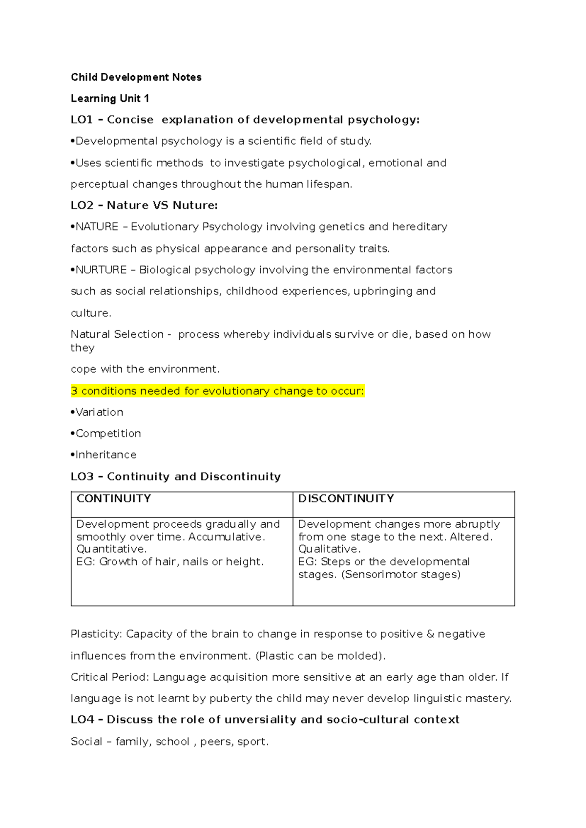 Child Development Notes: Comprehensive Overview of Units 1-10 - Studocu