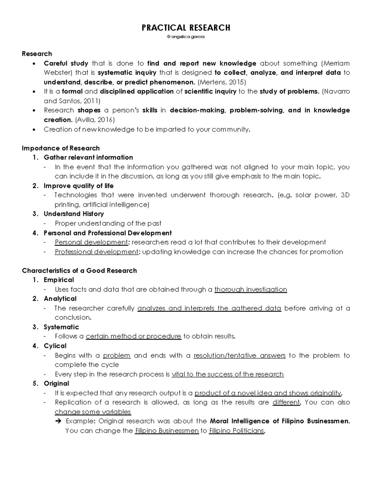 Practical Research 2 Reviewer Quarter 1 - PRACTICAL RESEARCH (QUARTER 1 ...