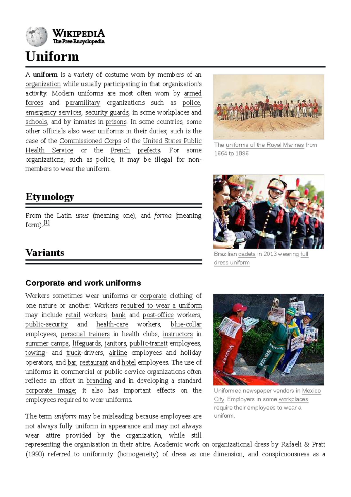 The Role and Importance of Uniforms in Various Sectors - Studocu