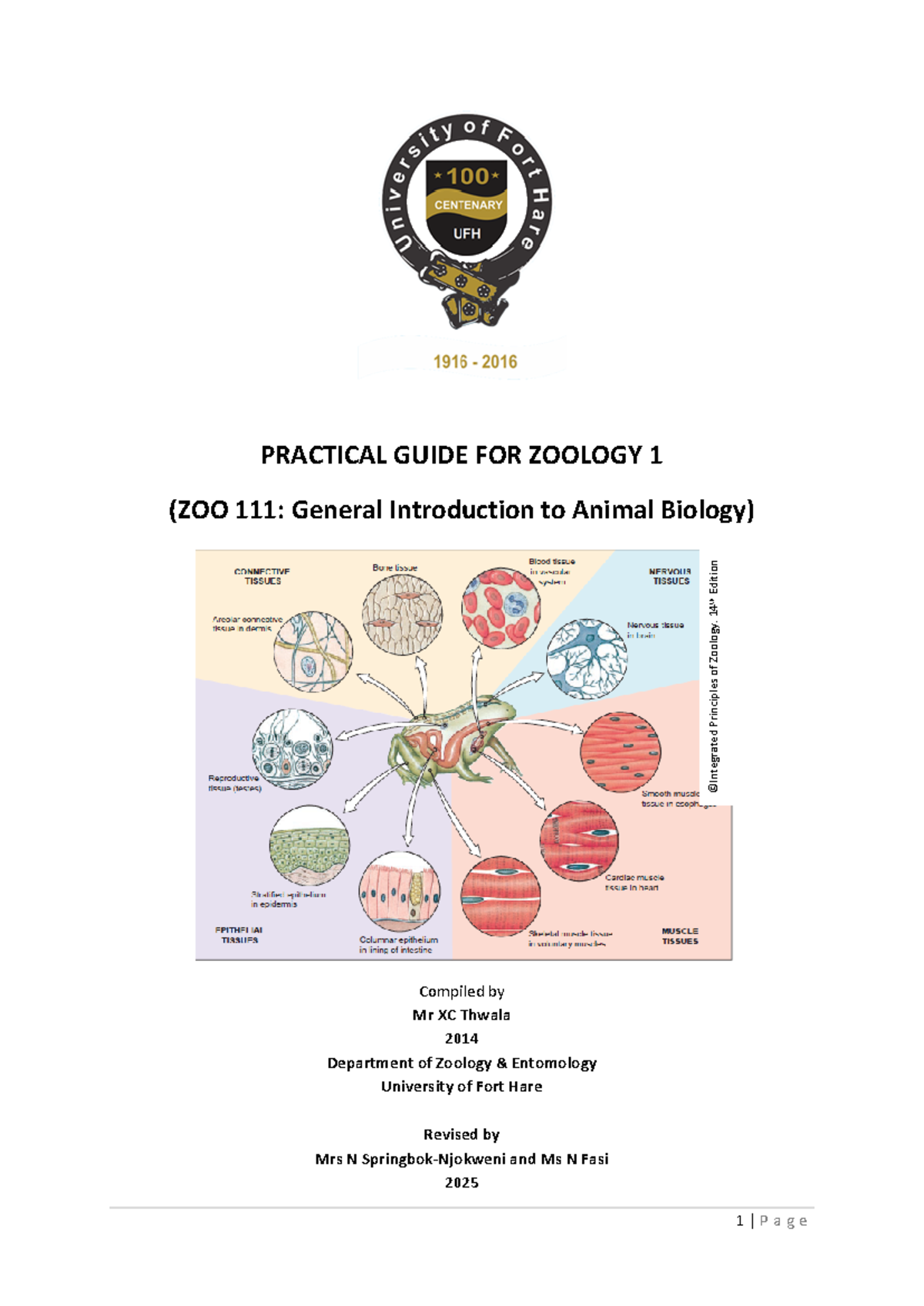 Comprehensive Practical Guide for ZOO 111 (2025) on Animal Biology ...