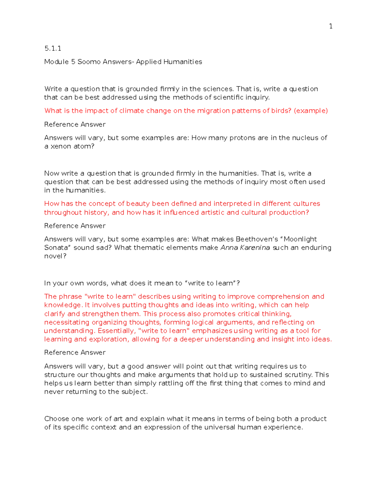 HUM-200-14283 Module 5 Soomo Answers: Applied Humanities Insights - Studocu