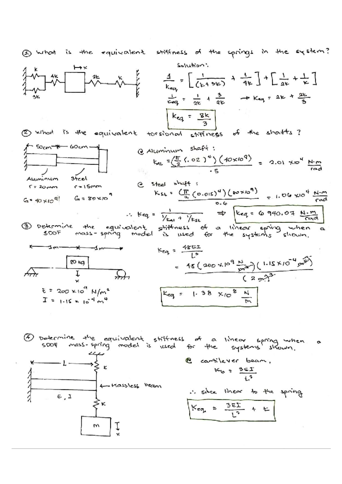 Vibration Engineering - Sample Problems for Stiffness Analysis - Studocu