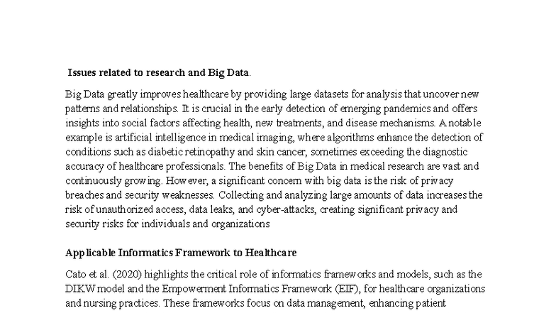 Big Data in Healthcare: Challenges & Informatics Frameworks - Studocu
