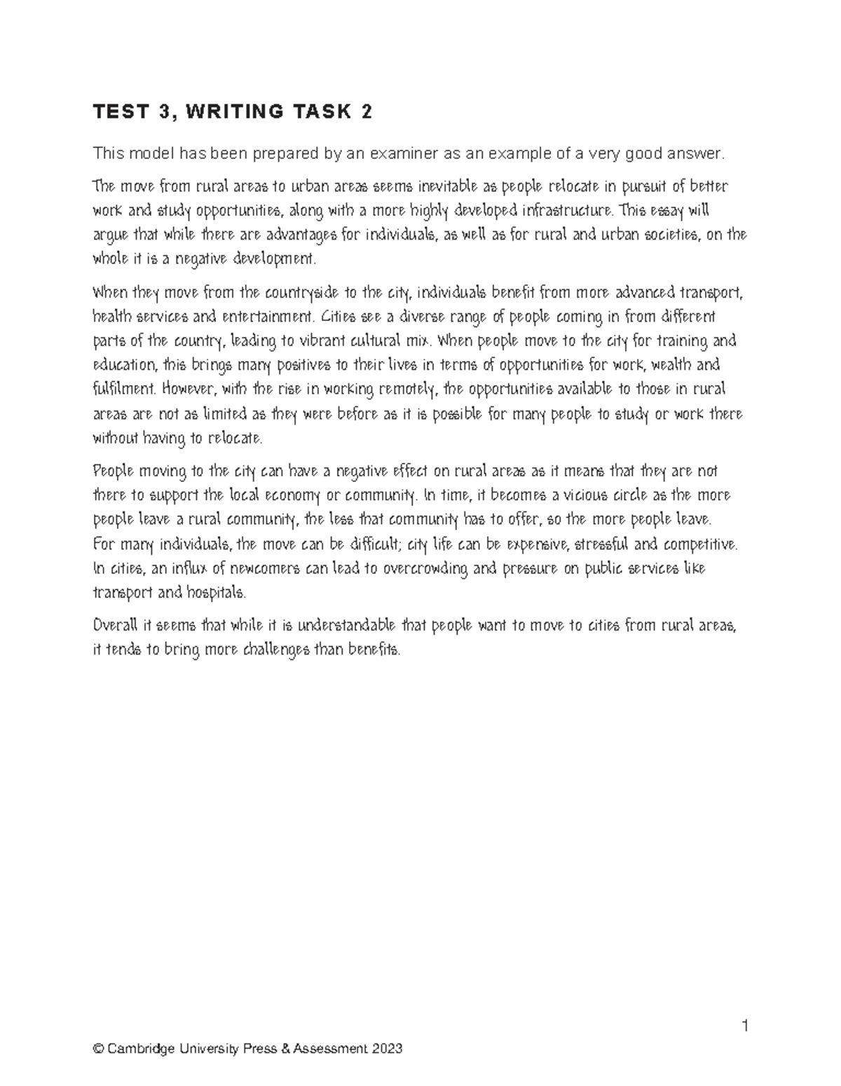 IELTS 18 Academic Test 3 Writing Task 2 Model Answer Analysis - Studocu