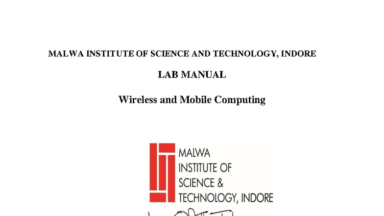 WMC Lab Manual (702) - Experiments in Wireless & Mobile Computing - Studocu