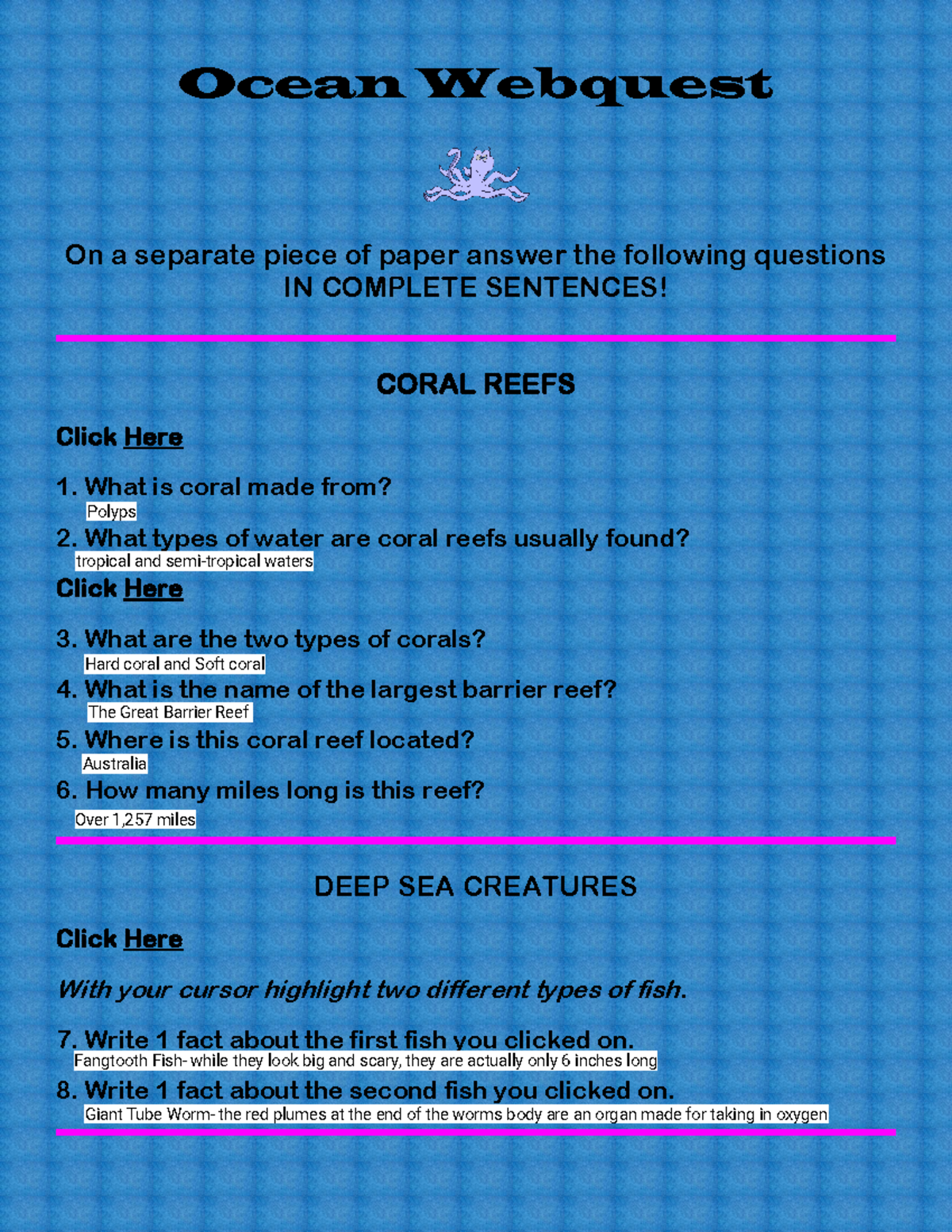 Kami Export Ocean-Webquest - Ocean Webquest On a separate piece of ...
