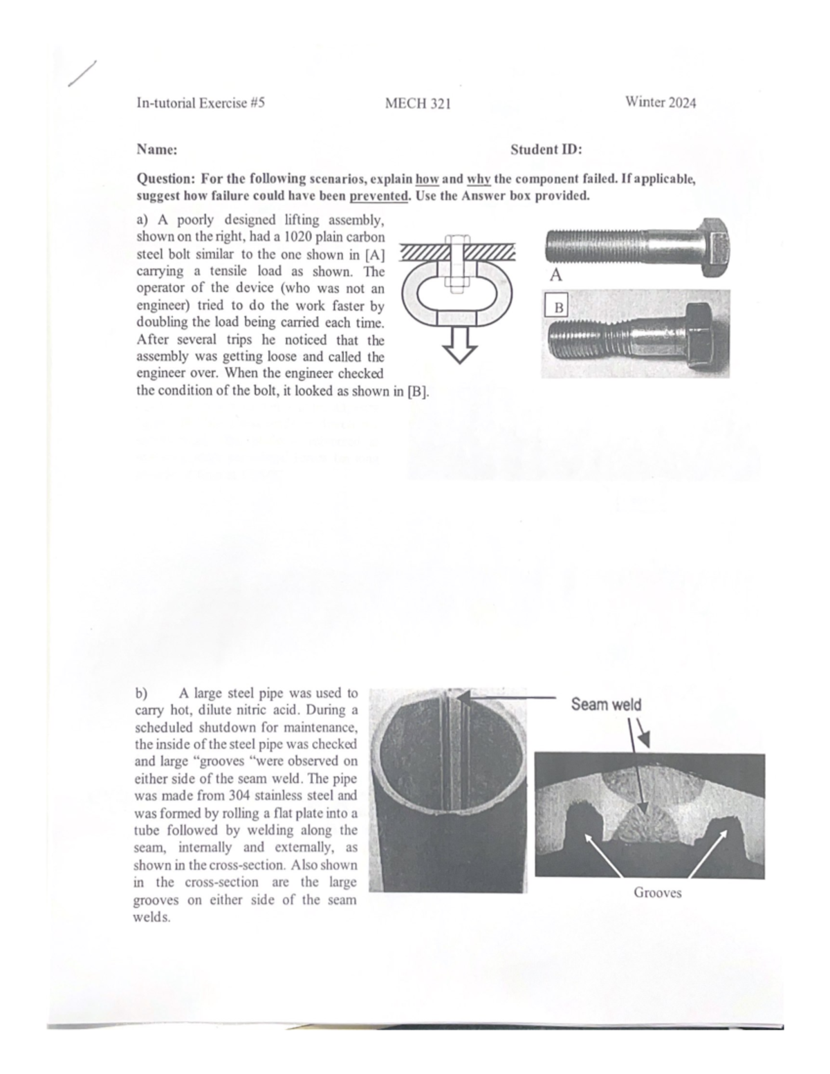MECH 321 Winter 2024 In-tutorial Exercise #5: Component Failure ...