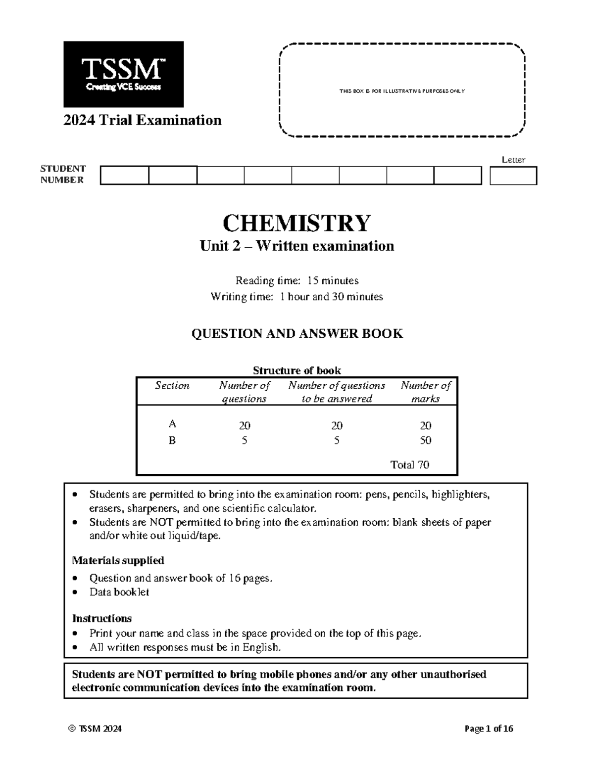 Chemistry 2024 Unit 2 Trial Exam Questions and Answers - Studocu