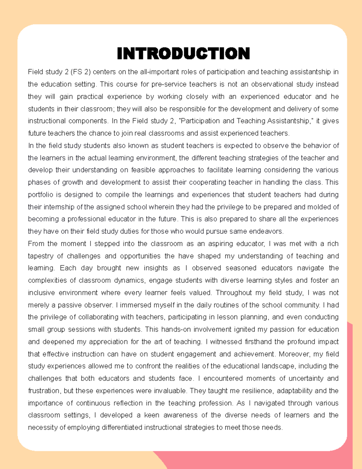 Introduction in FS 2 - Nice - INTRODUCTION Field study 2 (FS 2) centers ...
