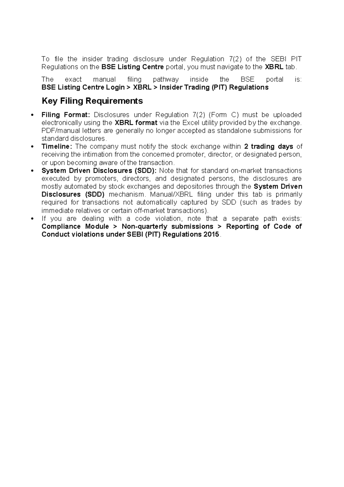 SEBI PIT Regulations: Insider Trading Disclosure Filing Guide - Studocu