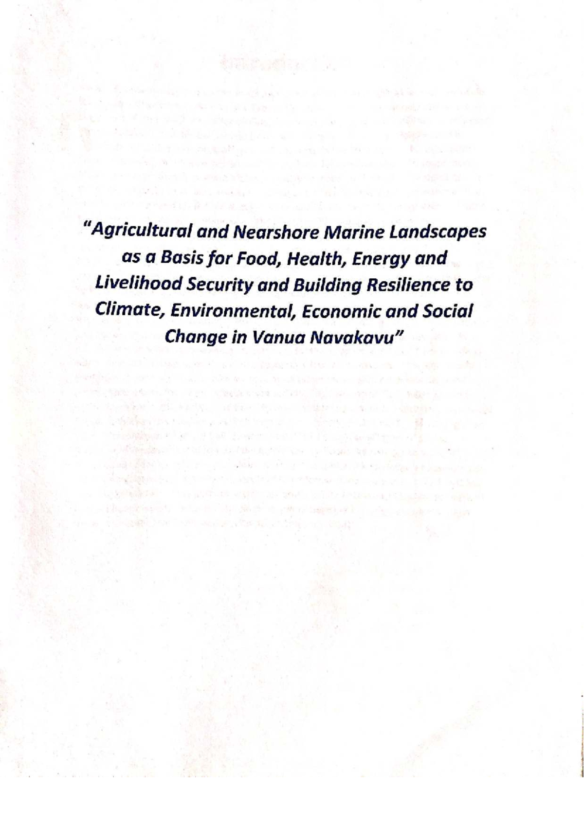 Nearshore Marine Landscapes: Food, Health, and Resilience in Vanua ...