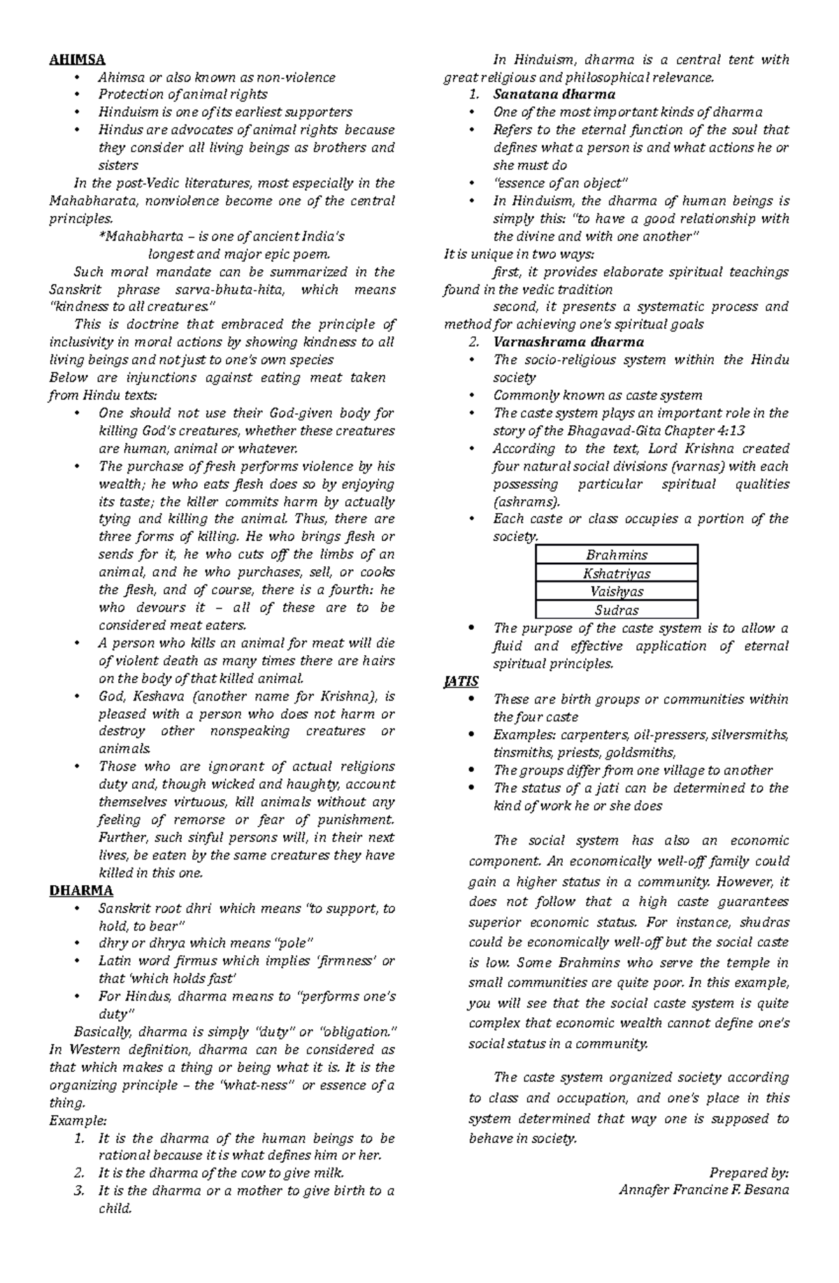 HANDOUT FOR HUMANITIES AND SOCIAL SCIENCES- GRADE 11/12 NOTES - AHIMSA ...