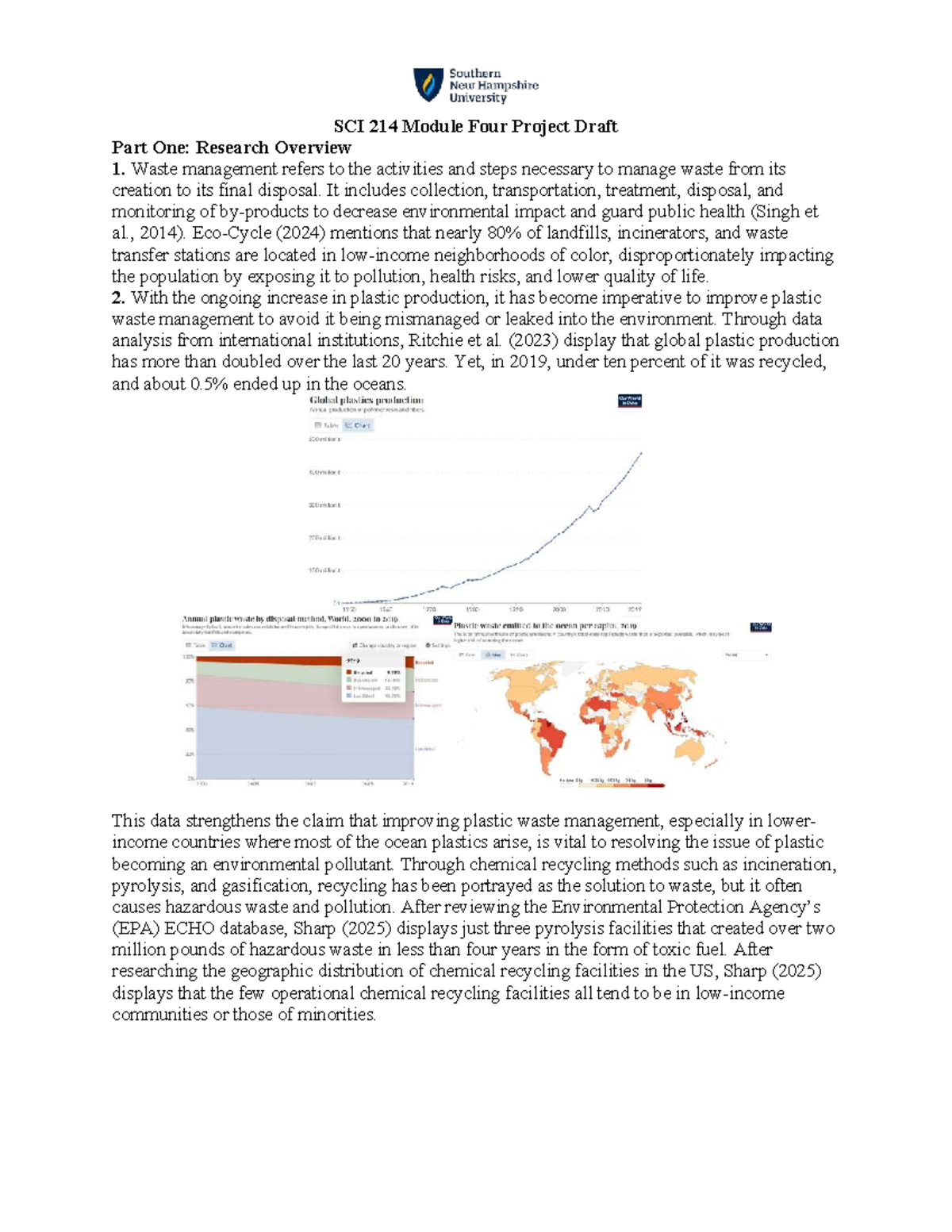 SCI 214 Module Four Project Draft: Overview of Plastic Waste Management ...