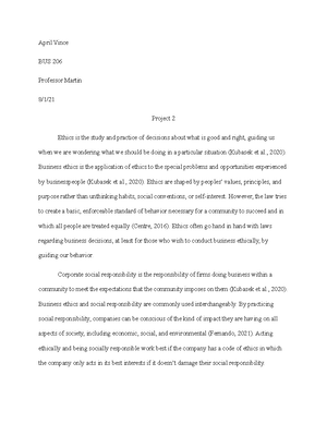 BUS 206 - Project 2 - Project Two - Report Jennifer Paulino Southern ...