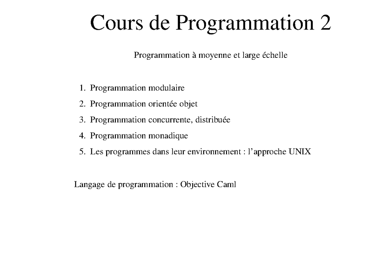 Cours Programmation II - Cours de Programmation 2 Programmation à ...