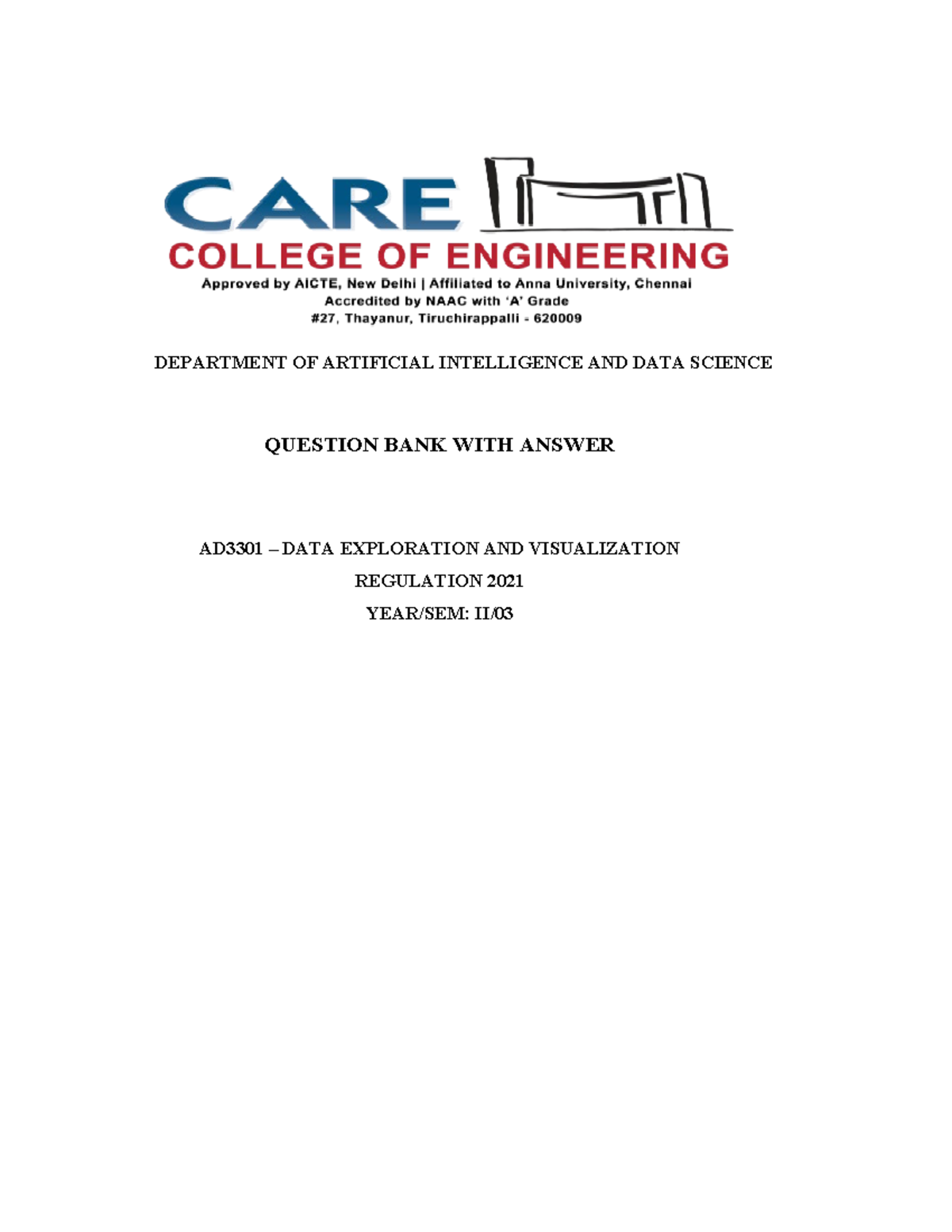 Ad3301 Comprehensive Qanda Bank For Data Exploration And Visualization
