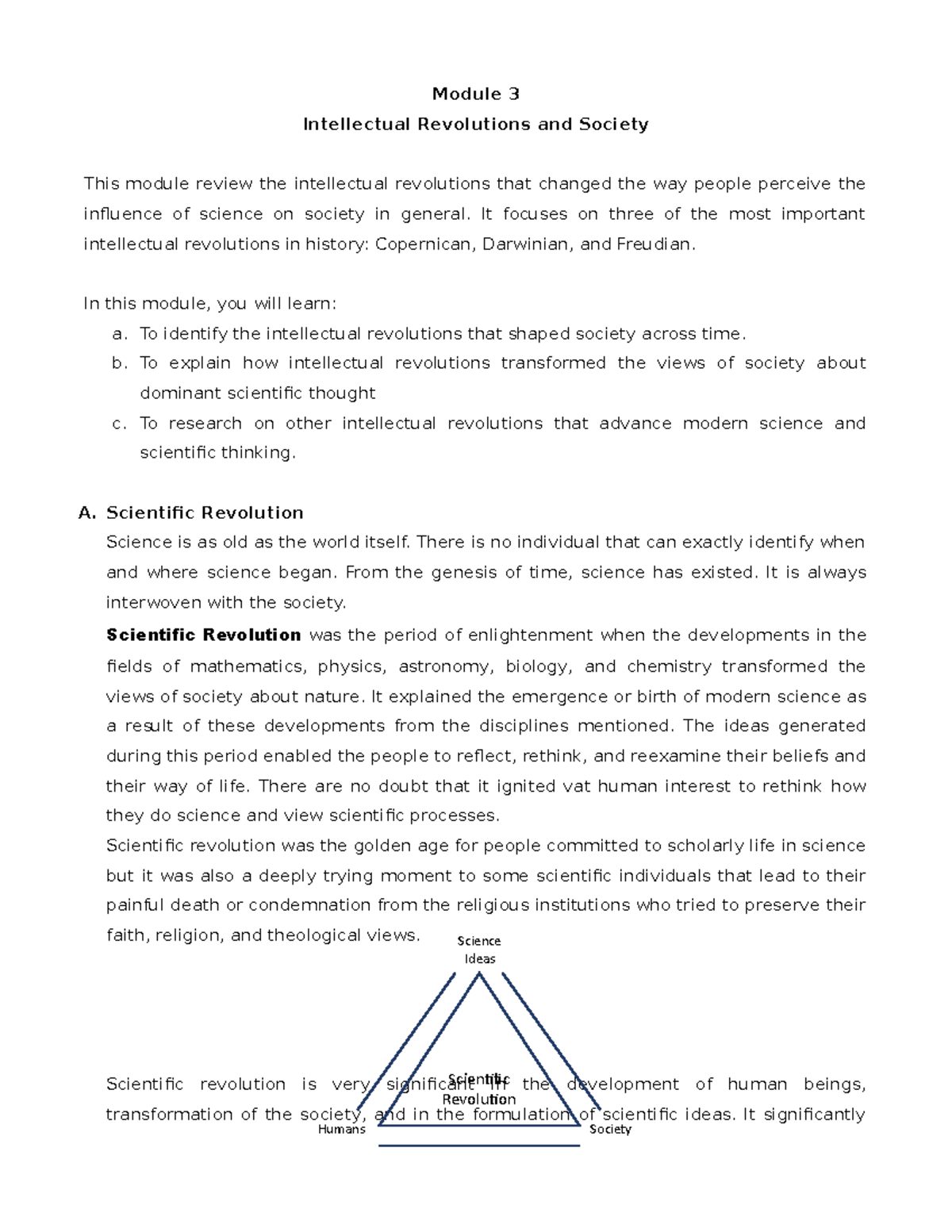 STS module 3 - Module 3 Intellectual Revolutions and Society This ...