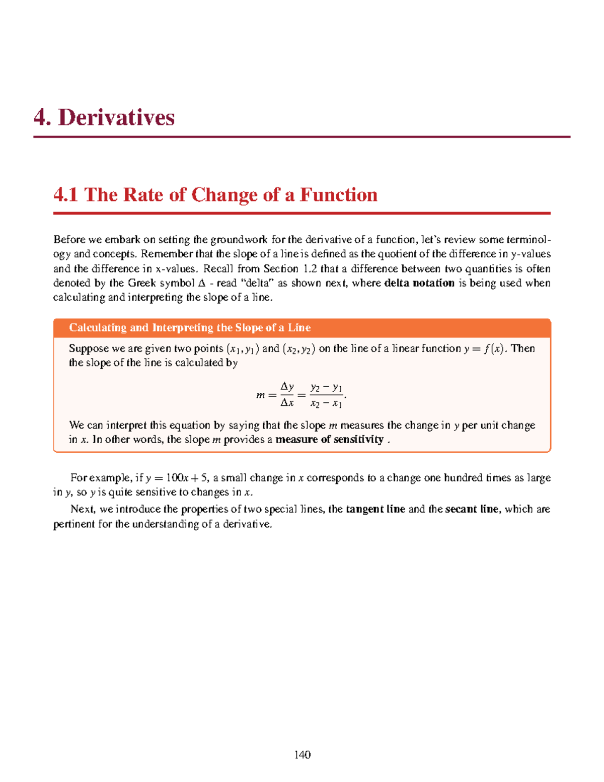 MATH157 Course Notes Chapter 4 - 4. Derivatives 4 The Rate of Change of ...
