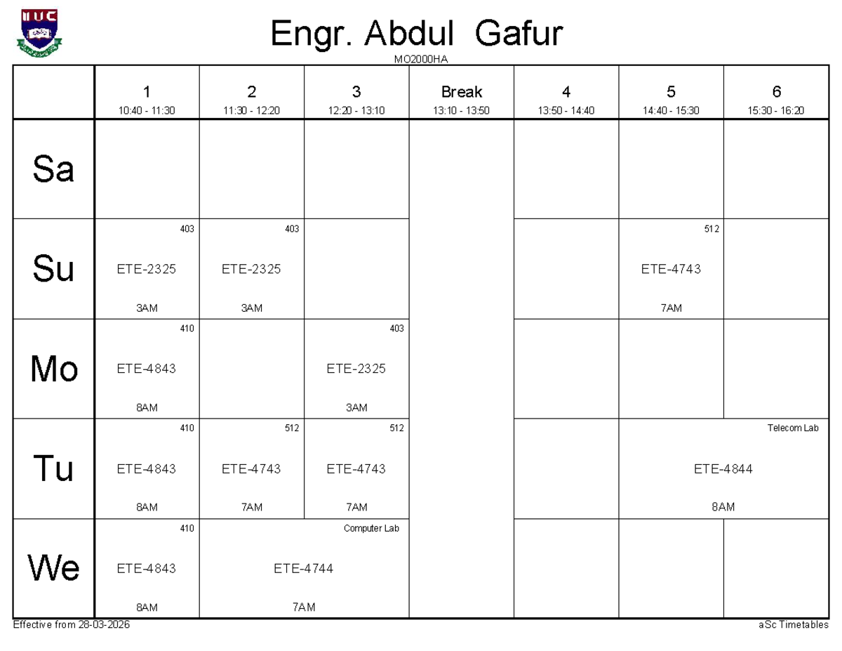 Routine-V4-Teacher: Physics Class Timetable (Effective aSc) - Studocu