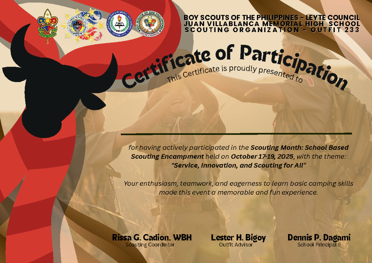 Encampment Certificates for Scouting Month 2025 - Outfit 233 - Studocu