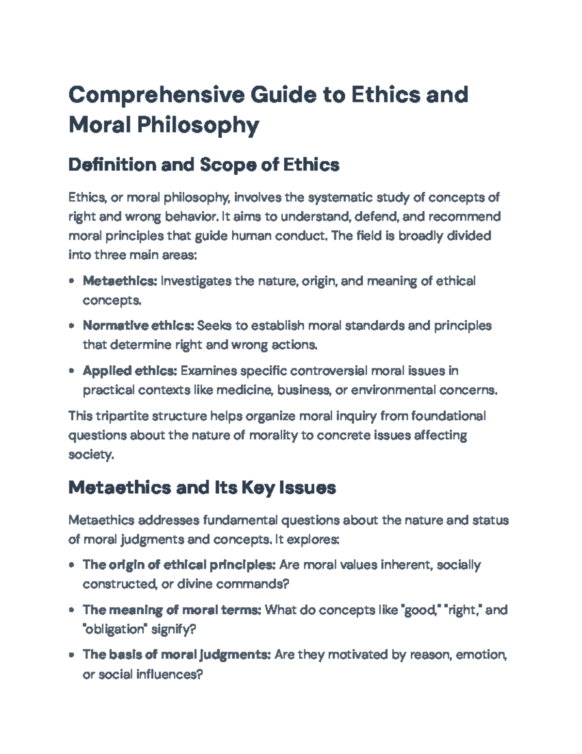 Comprehensive Overview of Ethics and Moral Philosophy (PHIL 101) - Studocu